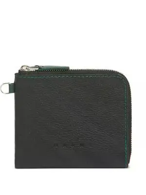 Marni Pebbled Saddle-stitches Wallet - Black