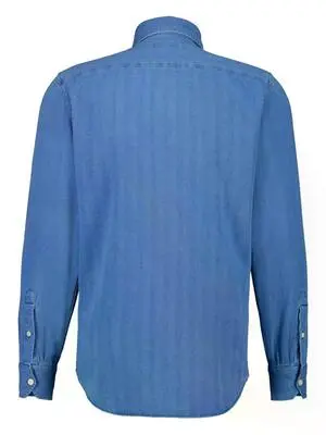 Frescobol Carioca Emilio Herringbone Denim Shirt