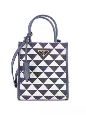 Prada Symbole Jacquard Mini Shopper Tote - Blue