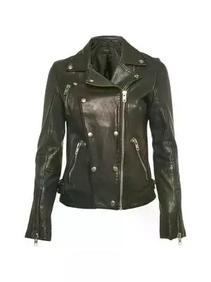 Maje Asymmetrical Zip Leather Biker Jacket