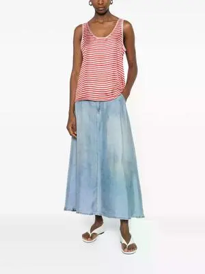 PIERRE-LOUIS MASCIA Striped Sleeveless Blouse - Red