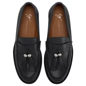 GIUSEPPE ZANOTTI Leather Loafers With Tassels - Black