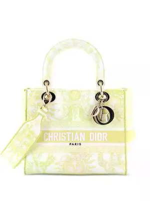 Dior Lady D-lite Embroidered Canvas Medium Satchel - Yellow