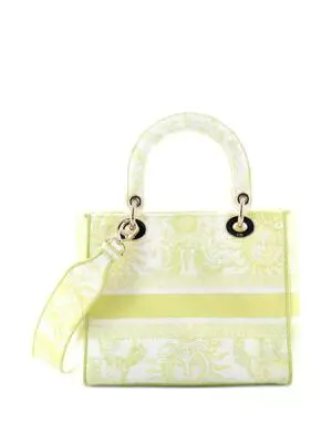 Dior Lady D-lite Embroidered Canvas Medium Satchel - Yellow