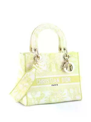 Dior Lady D-lite Embroidered Canvas Medium Satchel - Yellow
