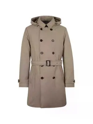 MOORER Hooded Belted Raincoat