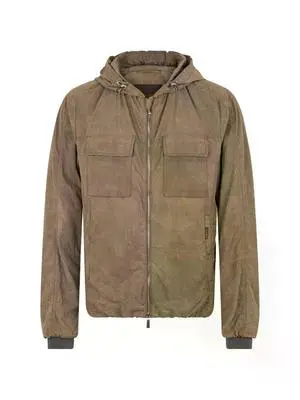 MOORER Hooded Flap-pocket Bomber Jacket