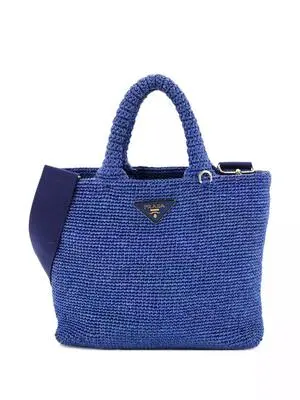 Prada Convertible Open Tricot Raffia Medium Tote Bag