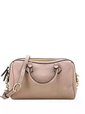 Gucci Emblem Boston Bag Gg Embossed Leather