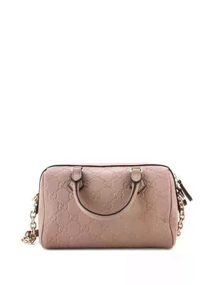 Gucci Emblem Boston Bag Gg Embossed Leather