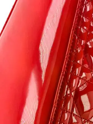 Dior Lady Bag Cannage Quilt Patent Medium Satchel - Red