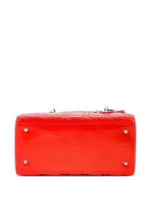 Dior Lady Medium Satchel Cannage Quilt Patent - Red