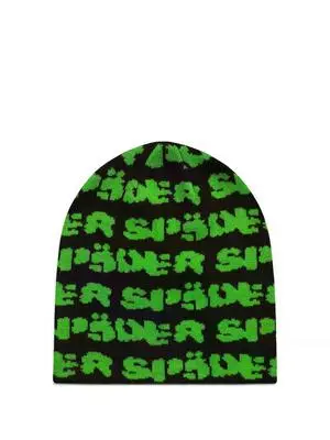 SP5DER Logo-intarsia Beanie - Black