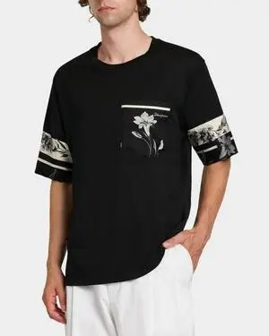 Dolce & Gabbana Apos;s Cotton And Silk Digital-print Pocket T-shirt - Nero