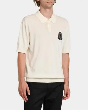 Dolce & Gabbana Apos;s Cotton Heraldic Crest Polo Shirt - Bianco