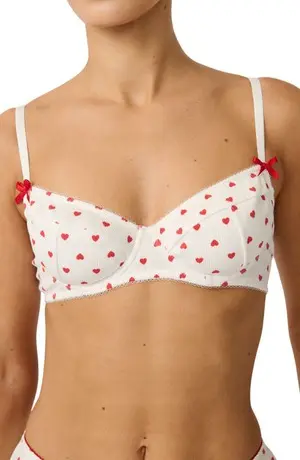 KAT THE LABEL Hugo Heart Print Underwire Bra - White/heart Print