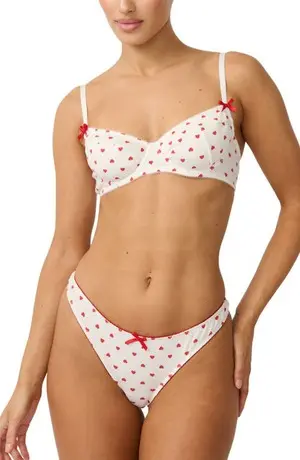KAT THE LABEL Hugo Heart Print Underwire Bra