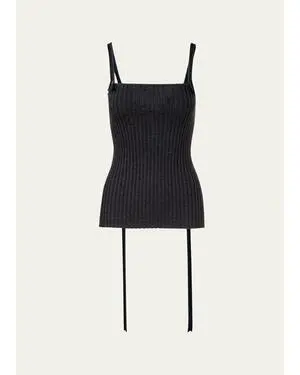 AISLING CAMPS Convertible Ribbed Knit Tank Top - Grey