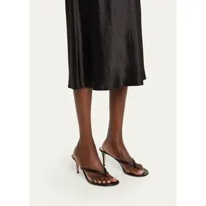 GIANVITO ROSSI 70mm Nappa Leather Thong Sandals - Black