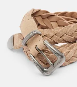 Brunello Cucinelli Braided Suede Belt - Beige