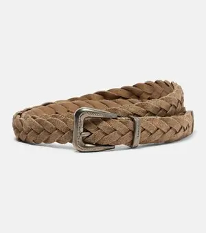 Brunello Cucinelli Braided Suede Belt - Grey