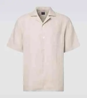 Fedeli Striped Linen Bowling Shirt