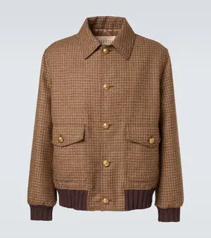 Valentino Garavani Houndstooth Virgin Wool Bomber Jacket