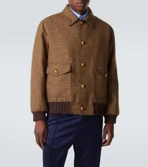 Valentino Garavani Houndstooth Virgin Wool Bomber Jacket