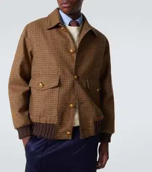 Valentino Garavani Houndstooth Virgin Wool Bomber Jacket