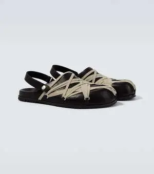 Rick Owens Megalace Leather Mules - Black