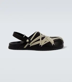 Rick Owens Megalace Leather Mules - Black