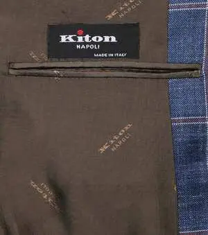 Kiton Checked Cashmere, Wool, Silk, And Linen Blazer