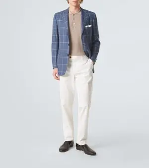 Kiton Checked Cashmere, Wool, Silk, And Linen Blazer