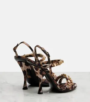 Dolce & Gabbana Keira 2.0 105 Leopard-print Satin Sandals - Multicoloured