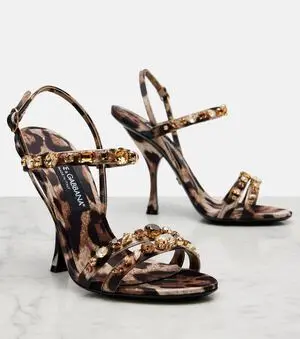 Dolce & Gabbana Keira 2.0 105 Leopard-print Satin Sandals