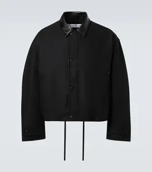 Acne Studios Leather-trimmed Cotton Twill Bomber Jacket