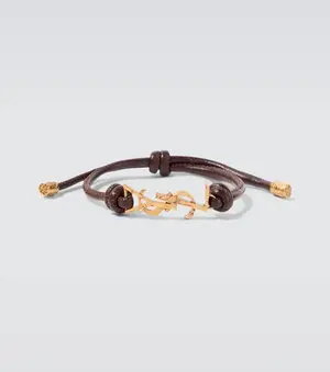 Saint Laurent Cassandre Leather Bracelet - Brown