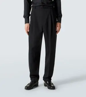 Saint Laurent Wool Gabardine Straight Pants - Black