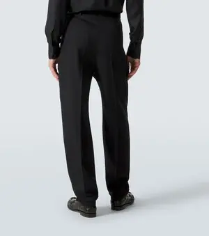 Saint Laurent Wool Gabardine Straight Pants - Black
