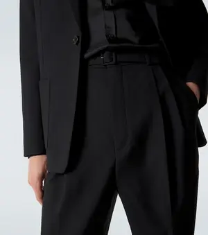 Saint Laurent Wool Gabardine Straight Pants - Black