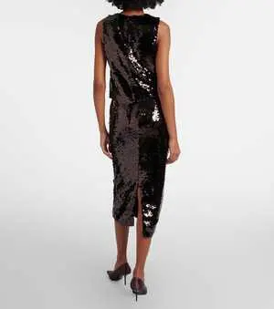 Staud Ciara Sequined Pencil Skirt - Brown
