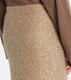 Brunello Cucinelli Lamé Pencil Skirt - Beige