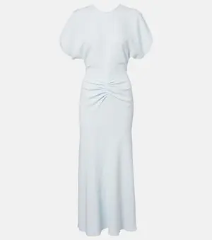 Victoria Beckham Gathered Midi Dress - Blue