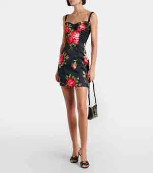 Dolce & Gabbana Floral Minidress - Black