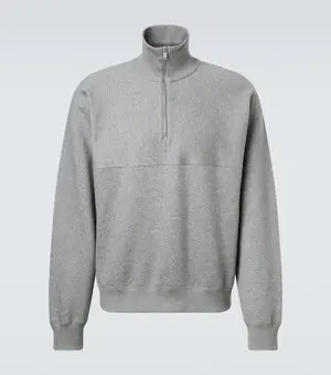 JIL SANDER Cotton Terry Half-zip Sweatshirt - Grey
