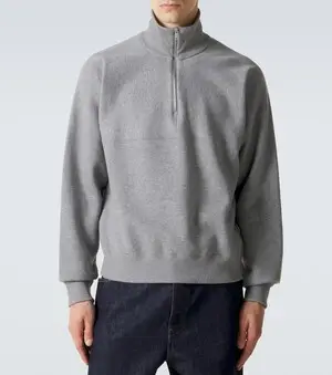 JIL SANDER Cotton Terry Half-zip Sweatshirt - Grey