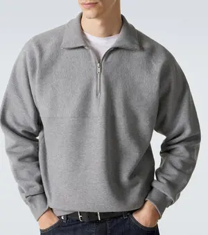 JIL SANDER Cotton Terry Half-zip Sweatshirt - Grey