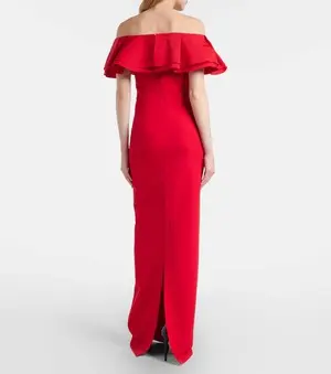 Safiyaa Ryan Ruffled Off-shoulder Crêpe Gown
