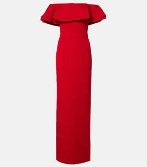 Safiyaa Ryan Ruffled Off-shoulder Crêpe Gown - Red