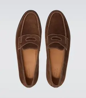 John Lobb Lopez Suede Penny Loafers - Brown